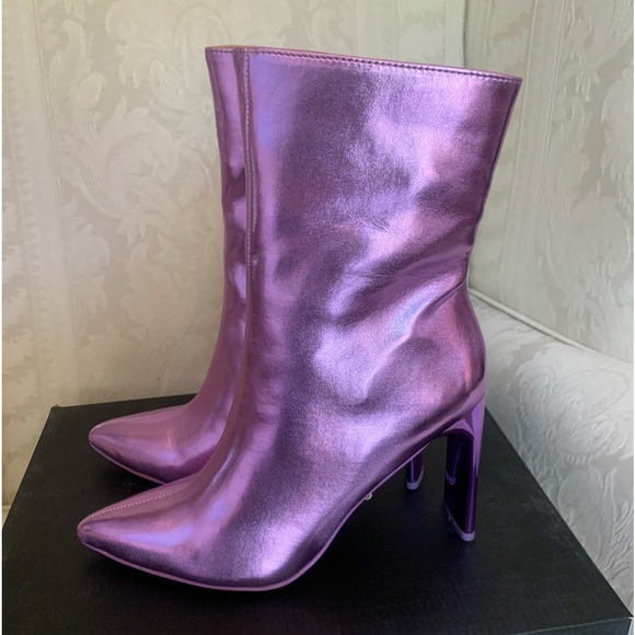 Dolls Kill | Shoes | Dolls Kill Glam Life Purple Metallic Ankle Boots ...